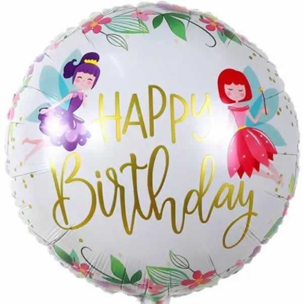 18 Çiçekler ve Periler Happy Birthday Folyo Balon Folyo Balonlar Parti ...