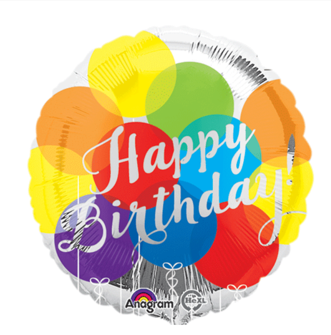 18 Renkli Daireler Happy Birthday Balon 43cm Folyo Balonlar Parti Yıldızı